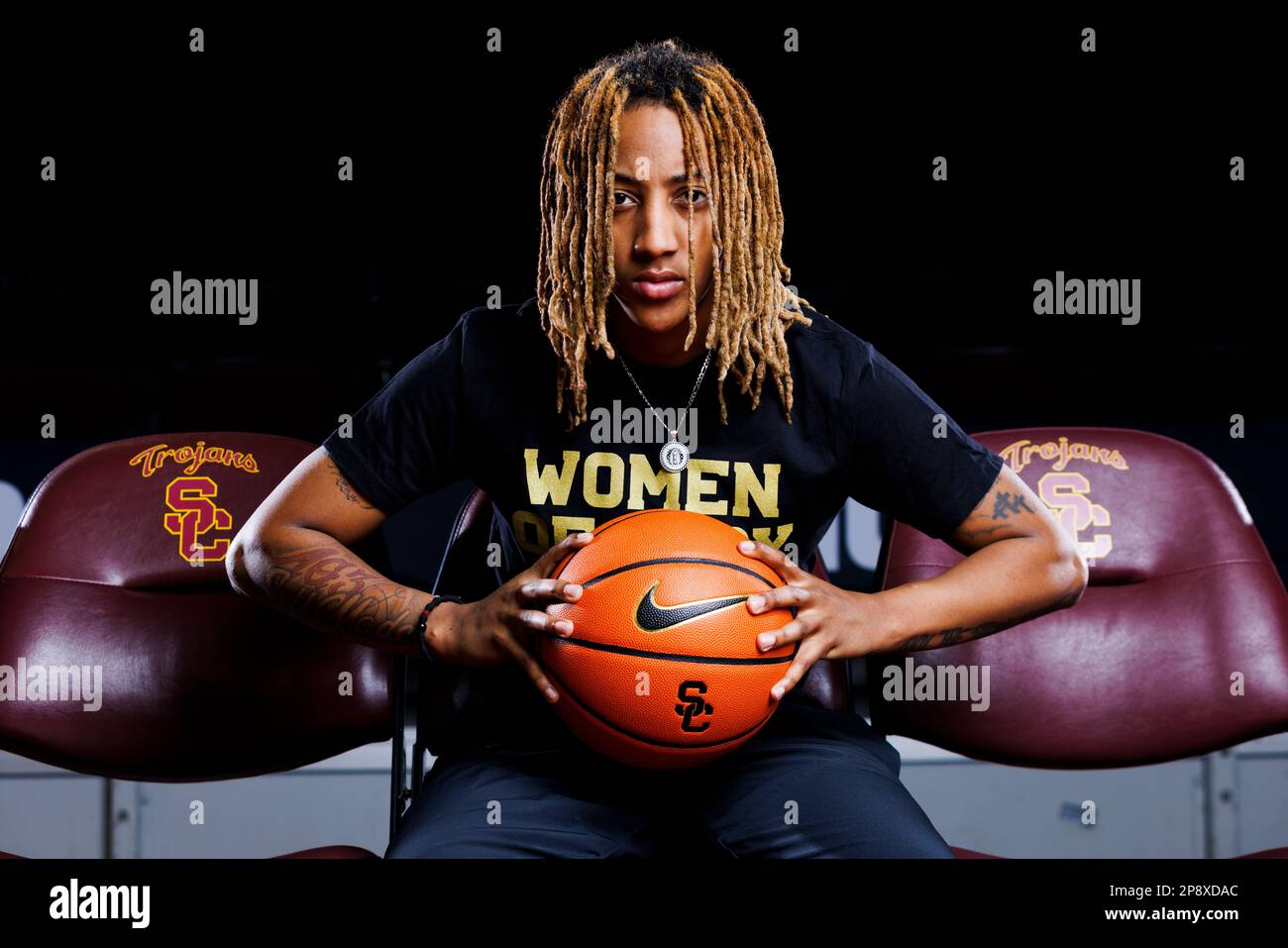 Southern Cal point guard Aaliyah Gayles poses for a portrait, Wednesday ...