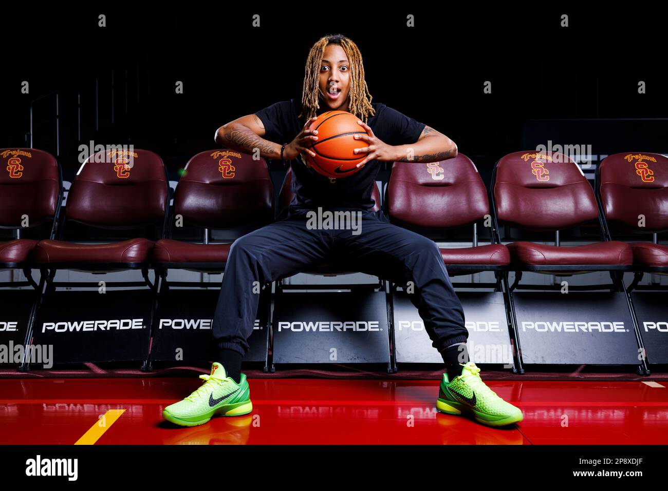 Southern Cal point guard Aaliyah Gayles poses for a portrait, Wednesday ...