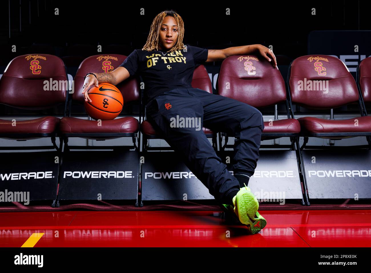 Southern Cal point guard Aaliyah Gayles poses for a portrait, Wednesday ...