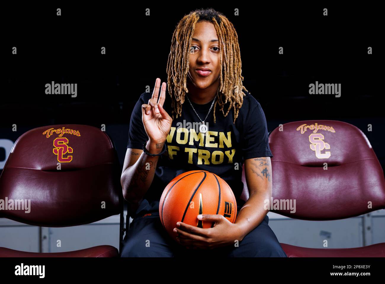 Southern Cal point guard Aaliyah Gayles poses for a portrait, Wednesday ...