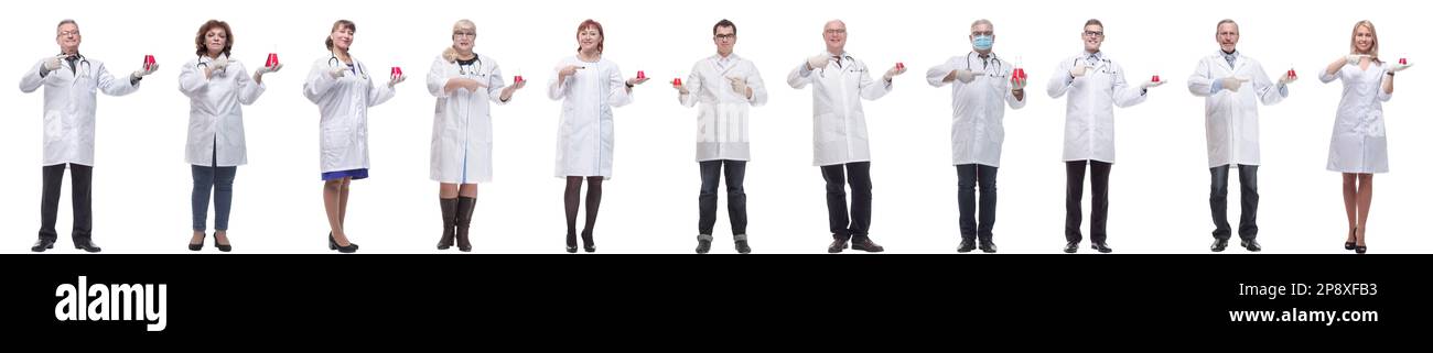 laboratory assistant holding a flask with liquid isolated Stock Photo ...
