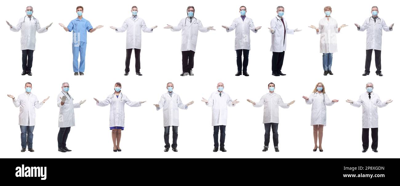 group of doctors in mask isolated on white Stock Photo - Alamy