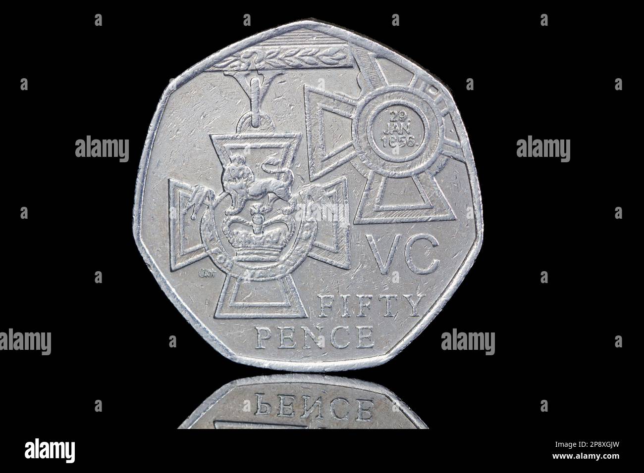 Reverse side of a 2006 50 pence coin commemorating 150th anniversary of ...