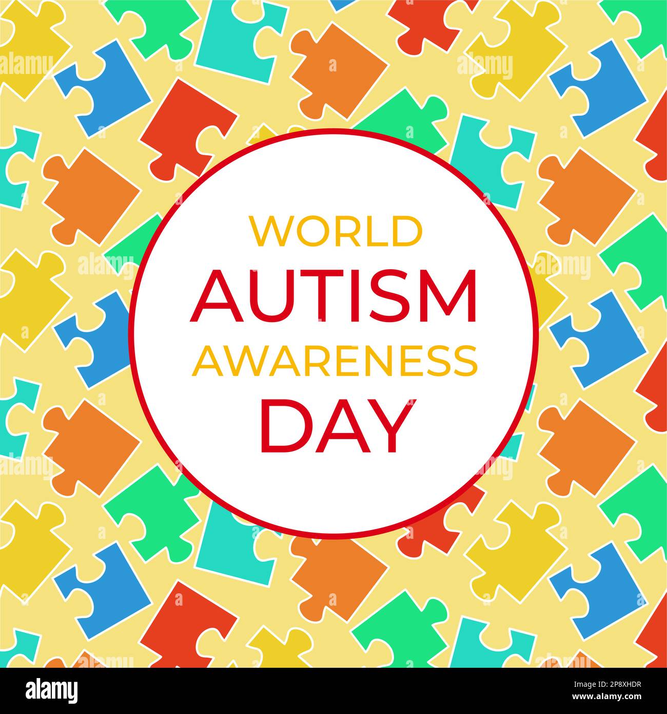 Banner With Puzzles Pattern For World Autism Awareness Day Vector ...