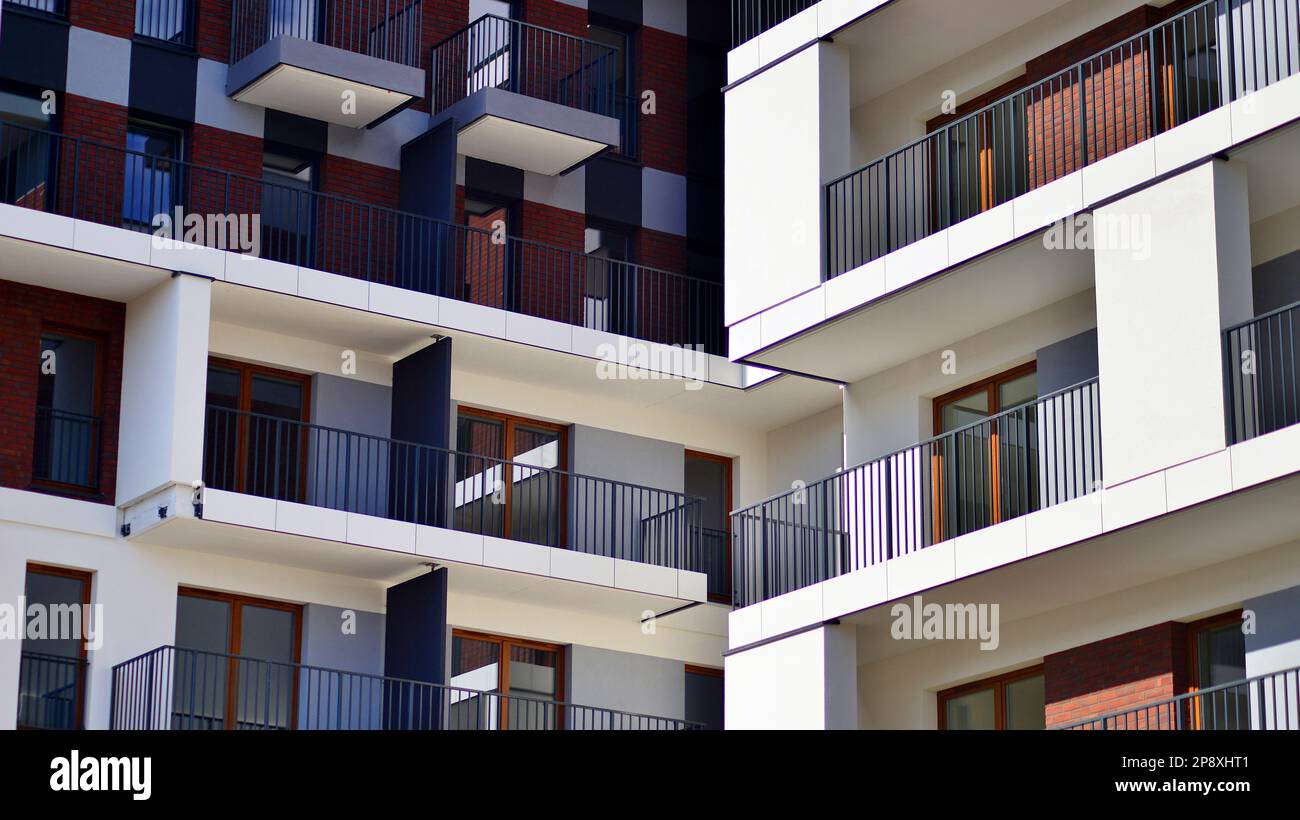 Modern architecture building facade with balconies. New apartments ...