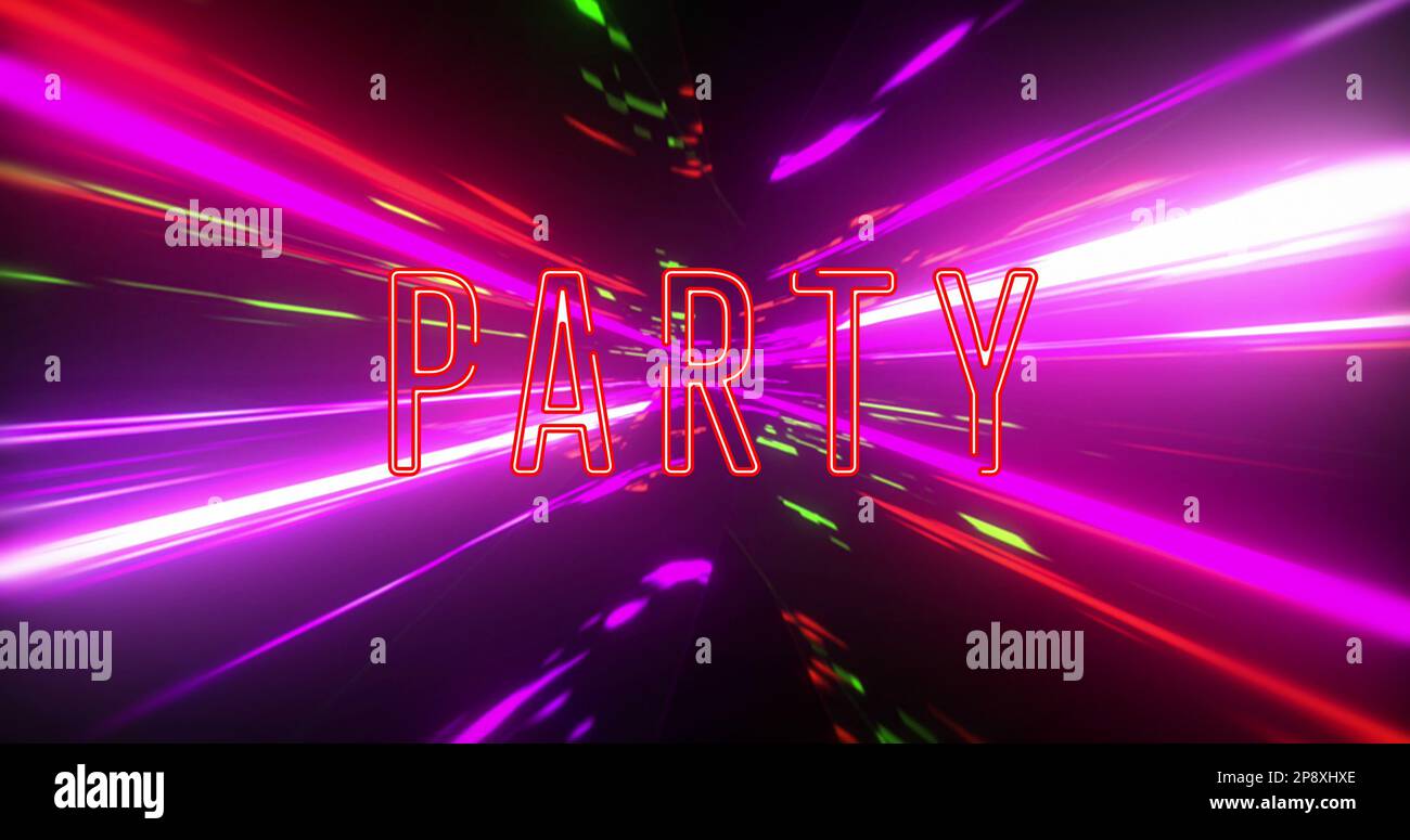 Image of party text on multi coloured background Stock Photo - Alamy