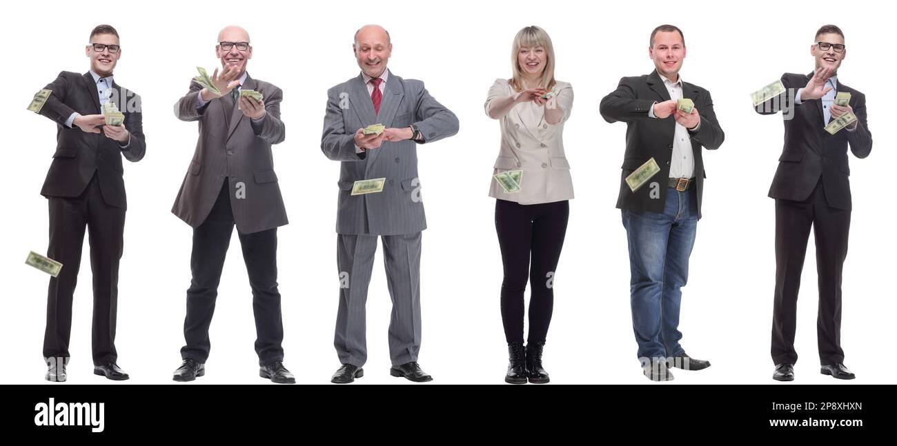 group of successful people holding money in hand isolated Stock Photo ...