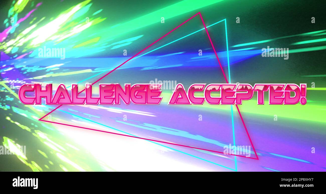 Image of challenge accepted text on multi coloured background Stock ...