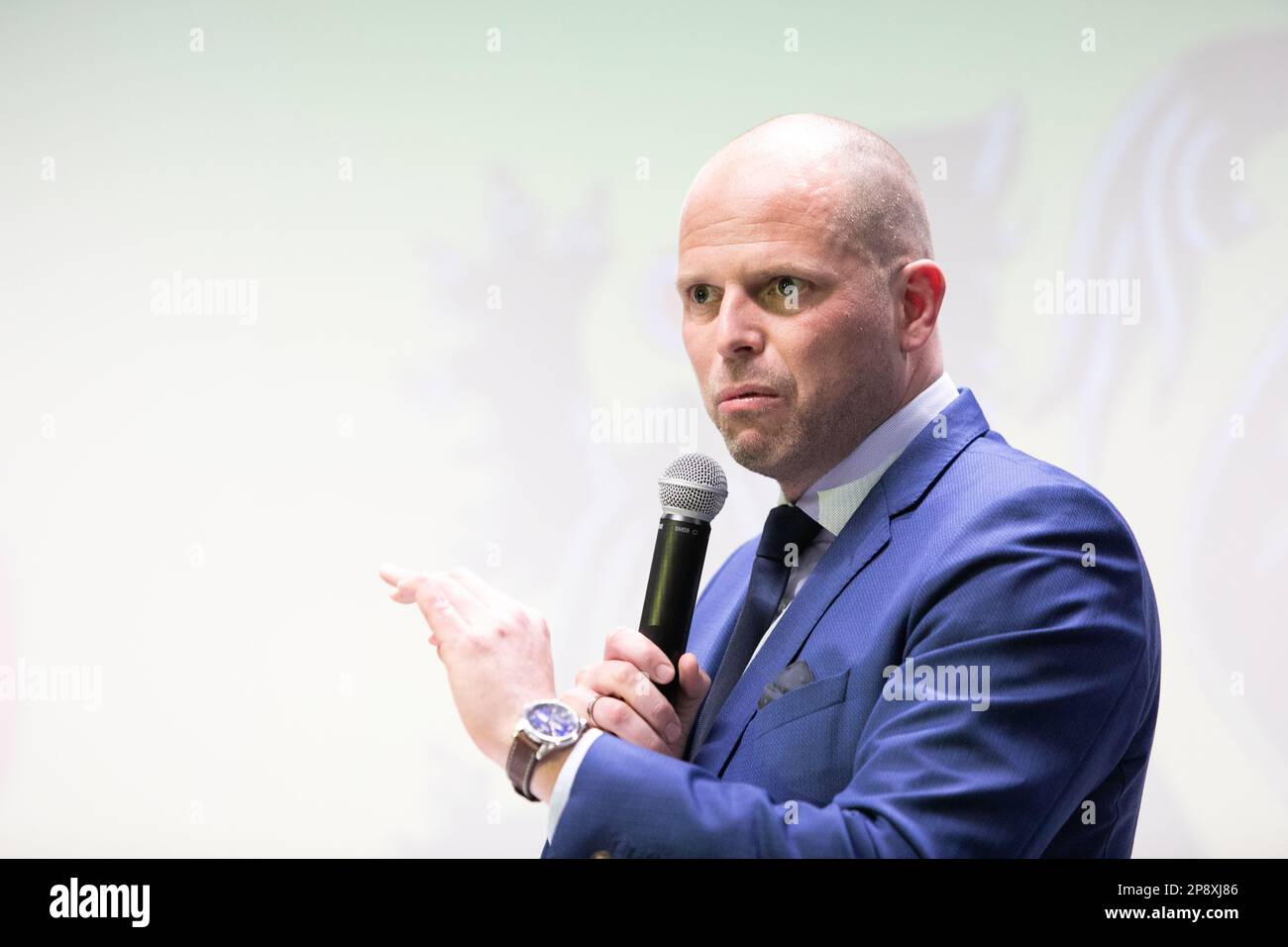 N-VA's Theo Francken pictured during a political debate between with MR ...