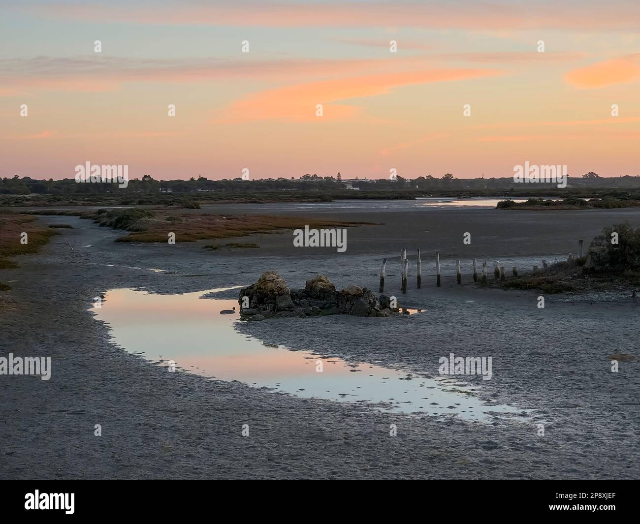 Stunning landscape. Dramatic sunset. Carboneros salt marshes, in ...