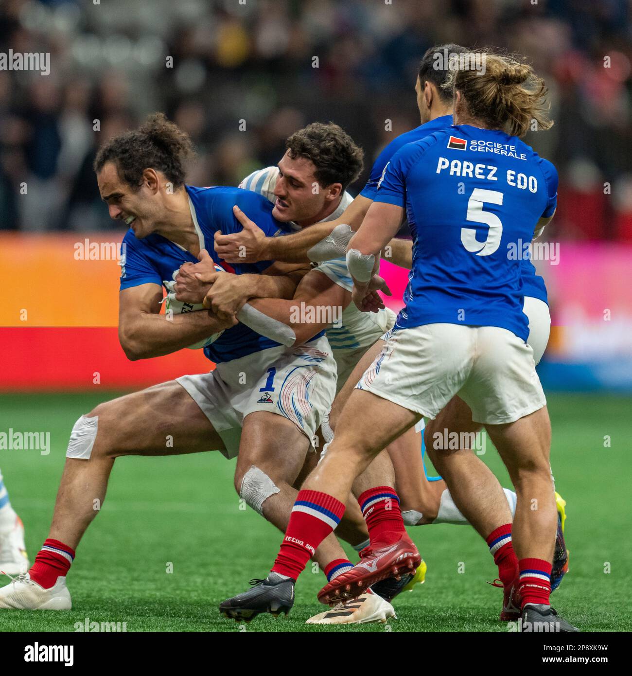 Vancouver, Canada. 5th March, 2023. Jonathan Laugel of France (L) fends ...