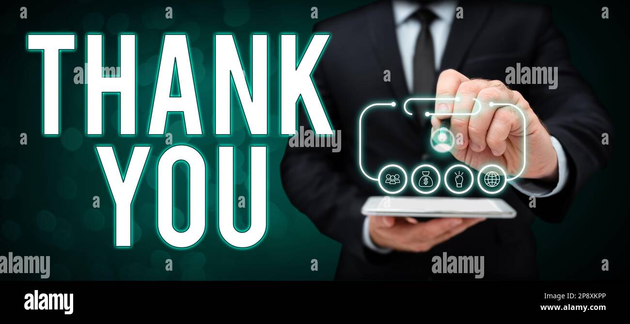 Inspiration showing sign Thank You. Business overview replaying on something good or greetings ...