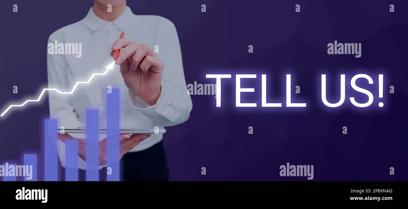 Conceptual display Tell Us. Business overview communicate information ...
