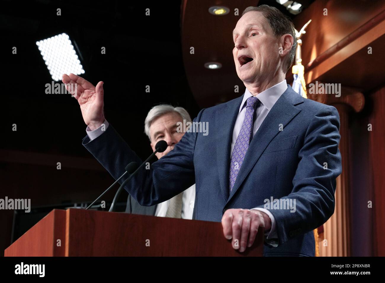 Senate Finance Committee Chairman Ron Wyden, D-Ore., speaks during a ...