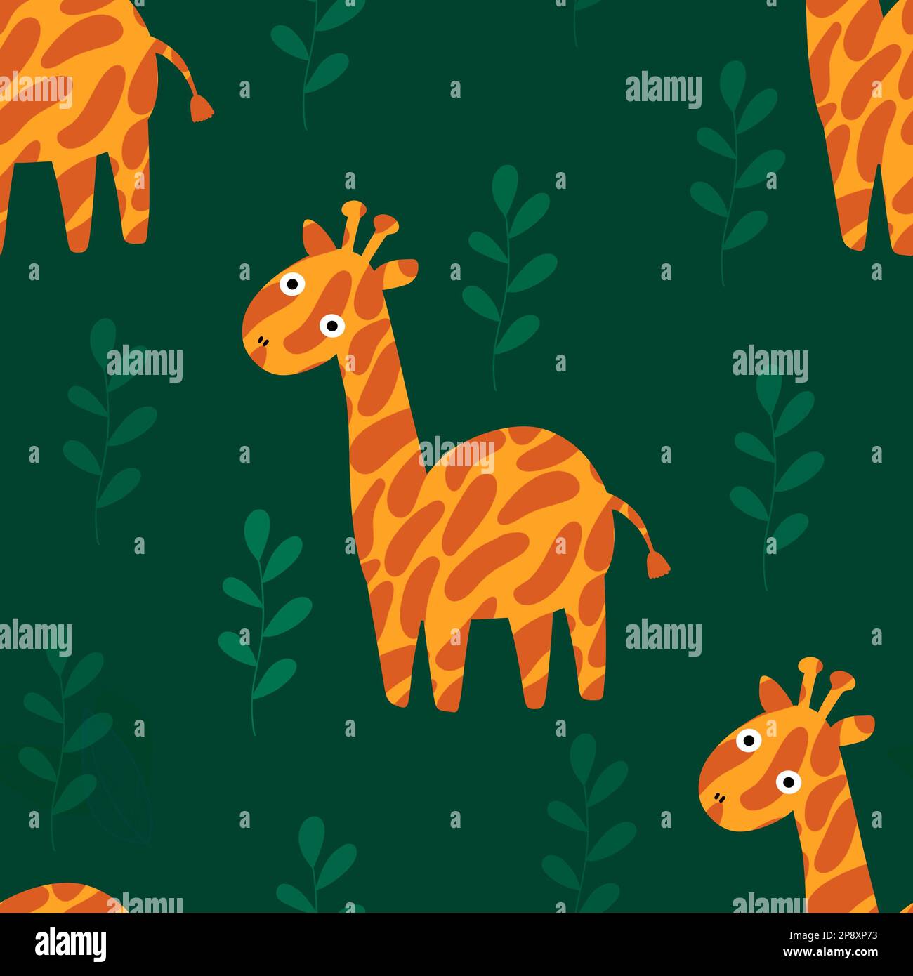 Cartoon summer animals seamless giraffes pattern for wrapping paper and ...