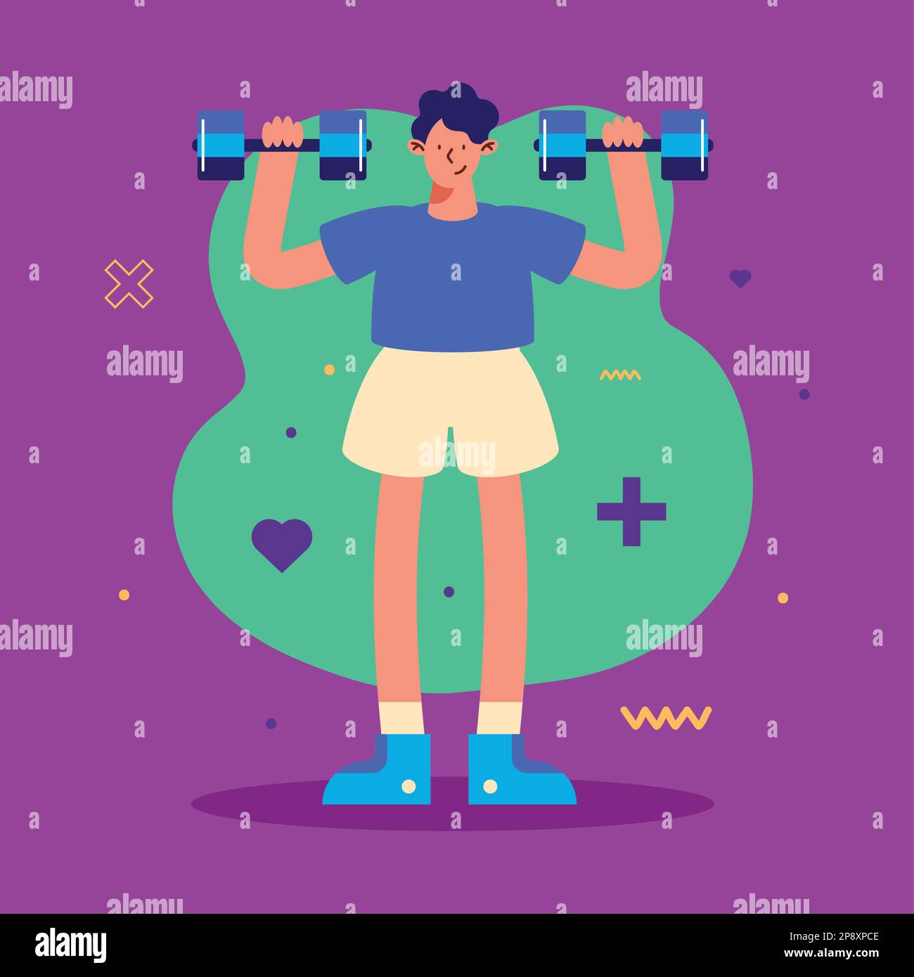 man lifting dumbbells fitness character Stock Vector Image & Art - Alamy