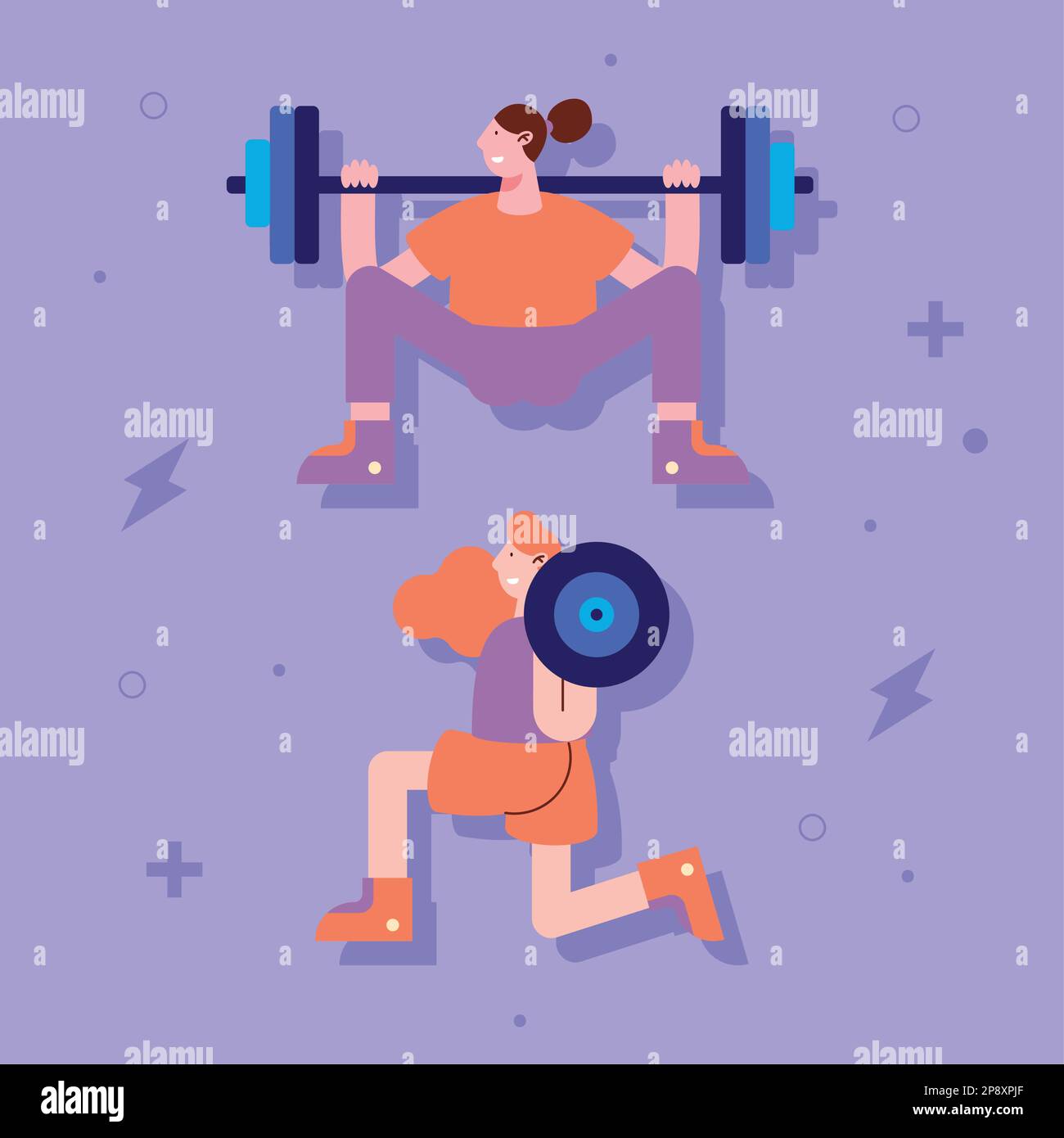 young women lifting weight characters Stock Vector Image & Art - Alamy