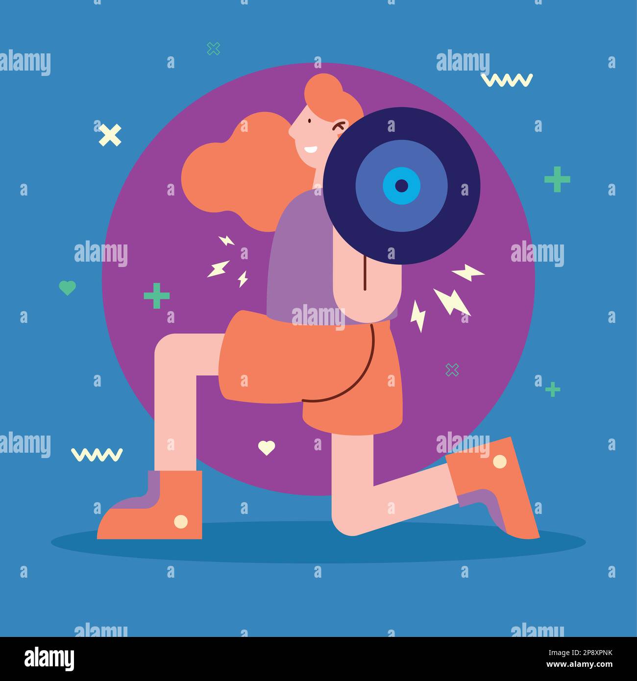 redhead woman lifting weight character Stock Vector Image & Art - Alamy
