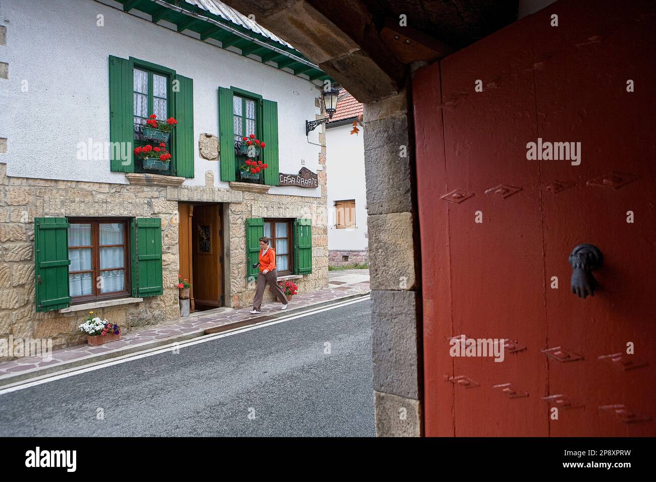 Main Street. Burguete. Navarra.Spain. Camino de Santiago Stock Photo ...