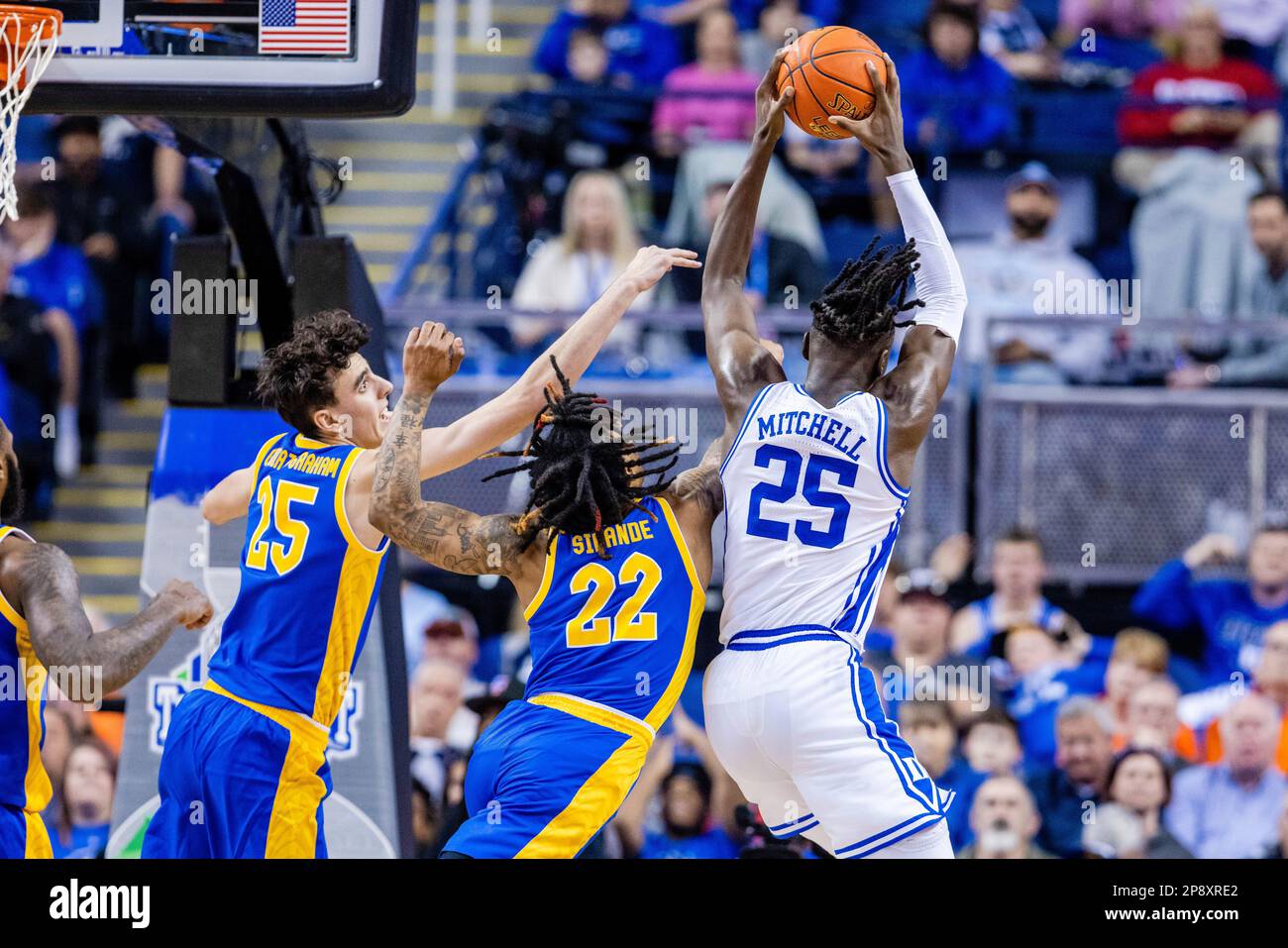 March 9, 2023: Duke Blue Devils forward Mark Mitchell (25), right ...