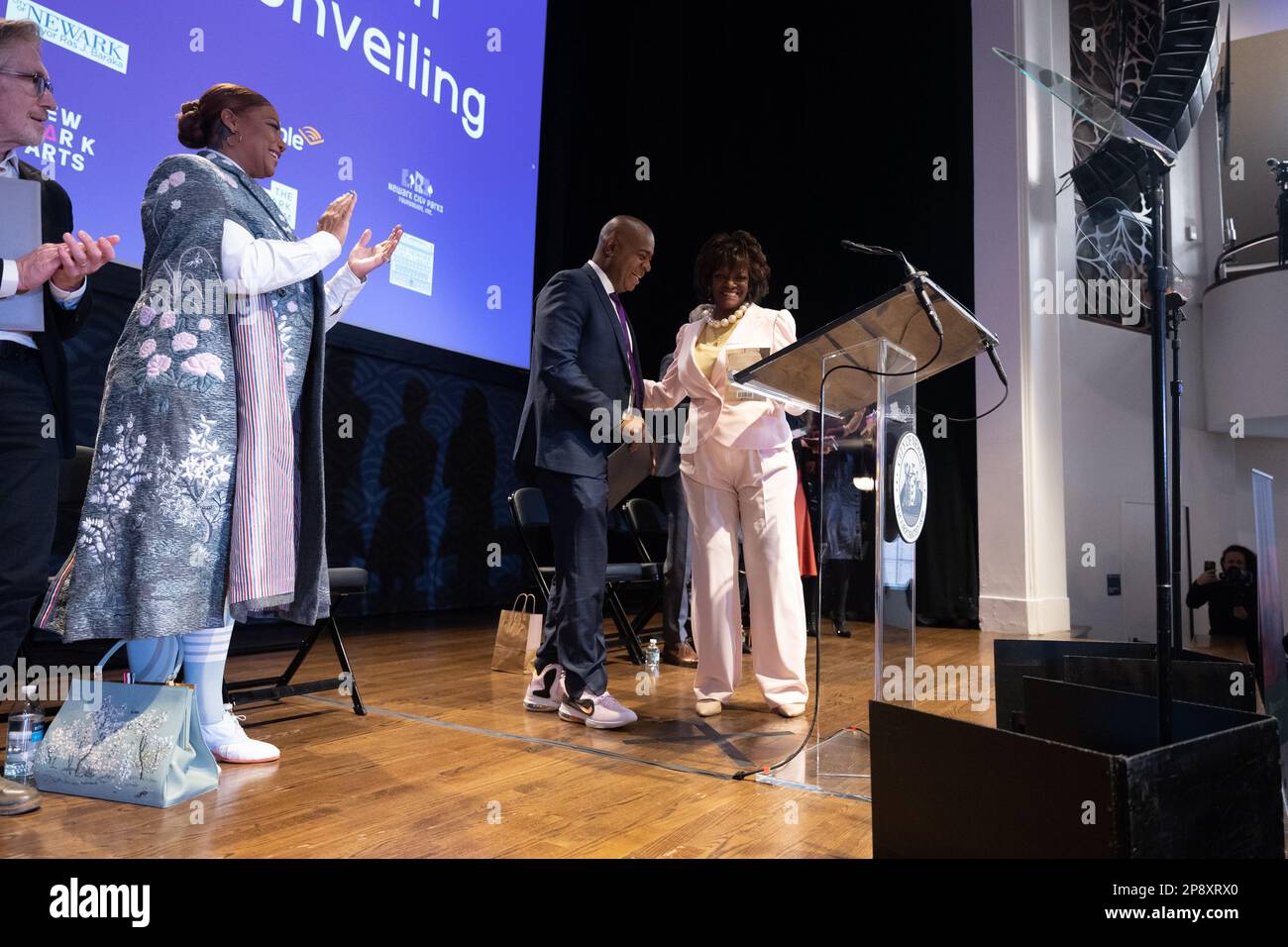 March 9, 2023: Left, QUEEN LATIFAH, Newark Mayor, RAS BARAKA and ...