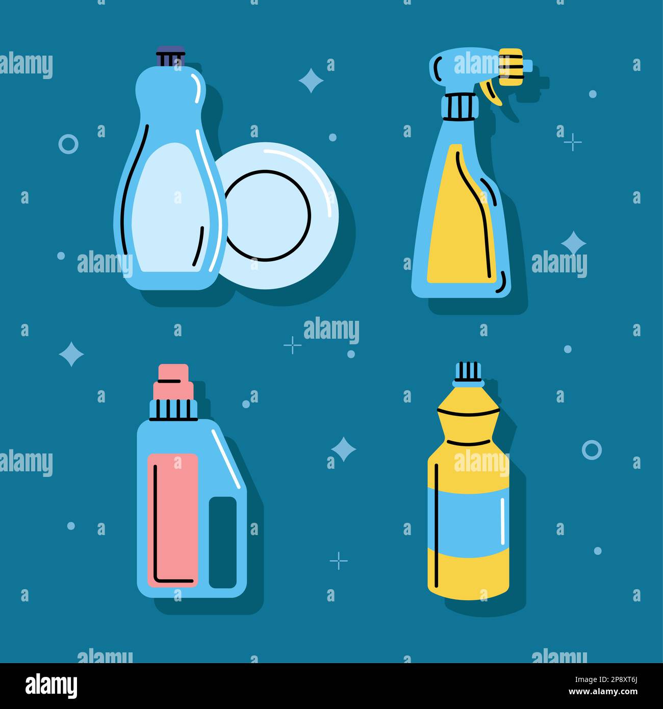 four bottles cleaning products icons Stock Vector Image & Art - Alamy