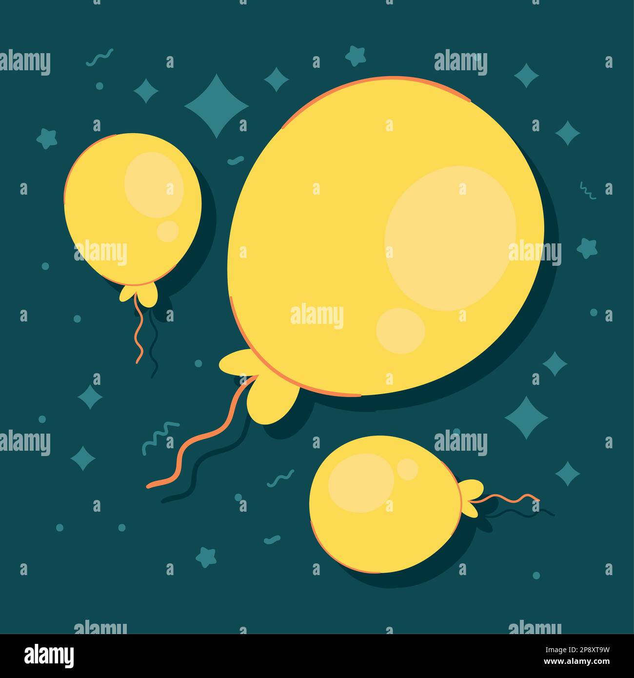 Yellow Balloons Helium Floating Icon Stock Vector Image And Art Alamy