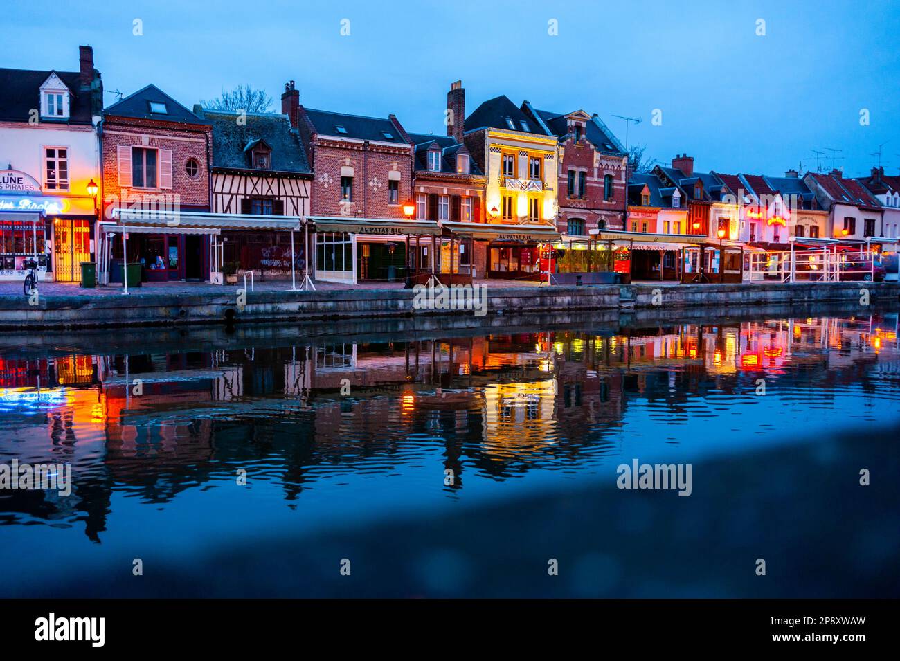 Amiens, France, Old Town Center, Scenics, Old Buildings Along Somme ...