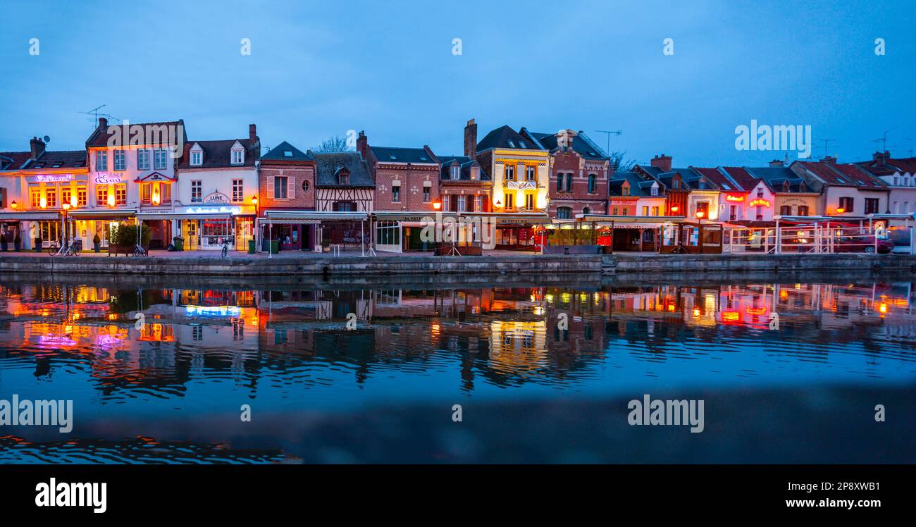 Amiens, France, Old Town Center, Scenics, Old Buildings Along Somme ...