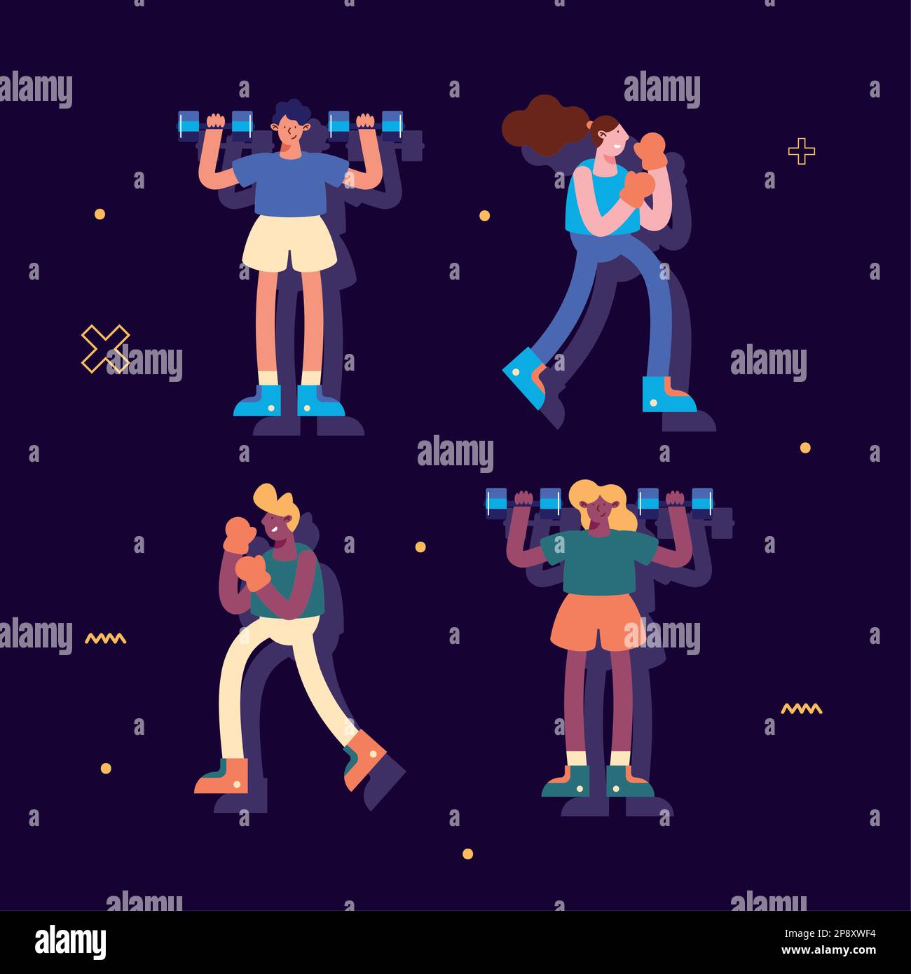 Four happy young athletes hi-res stock photography and images - Alamy