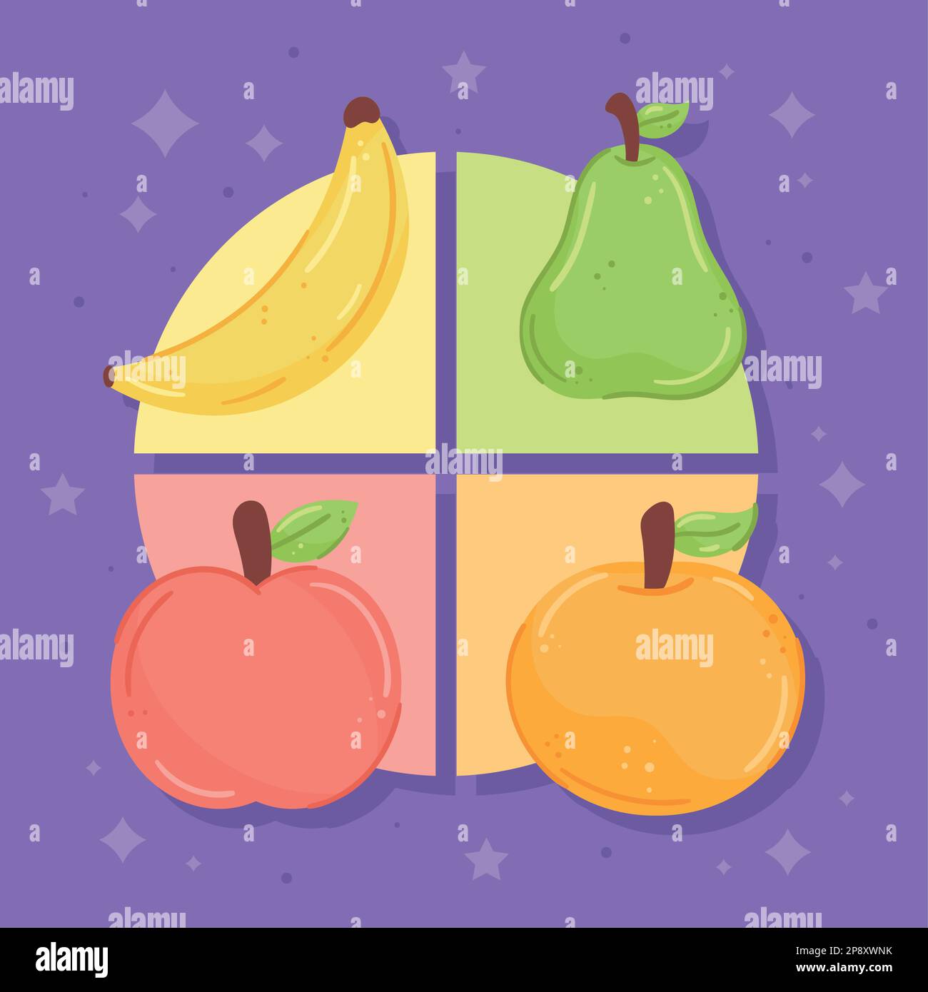 four fruits healthy food icons Stock Vector Image & Art - Alamy