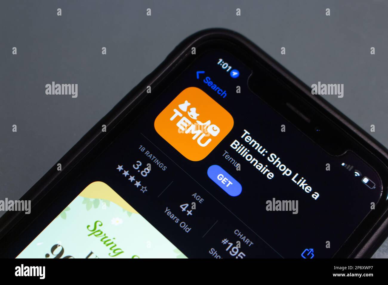 US-based online marketplace Temu app in App Store on iPhone. Temu, LLC ...
