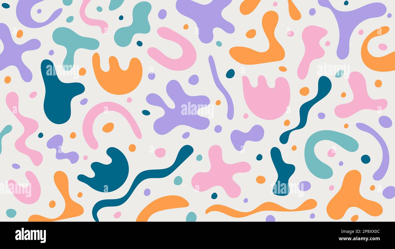 Cute vector pattern with matisse style shapes. Abstract horizontal ...