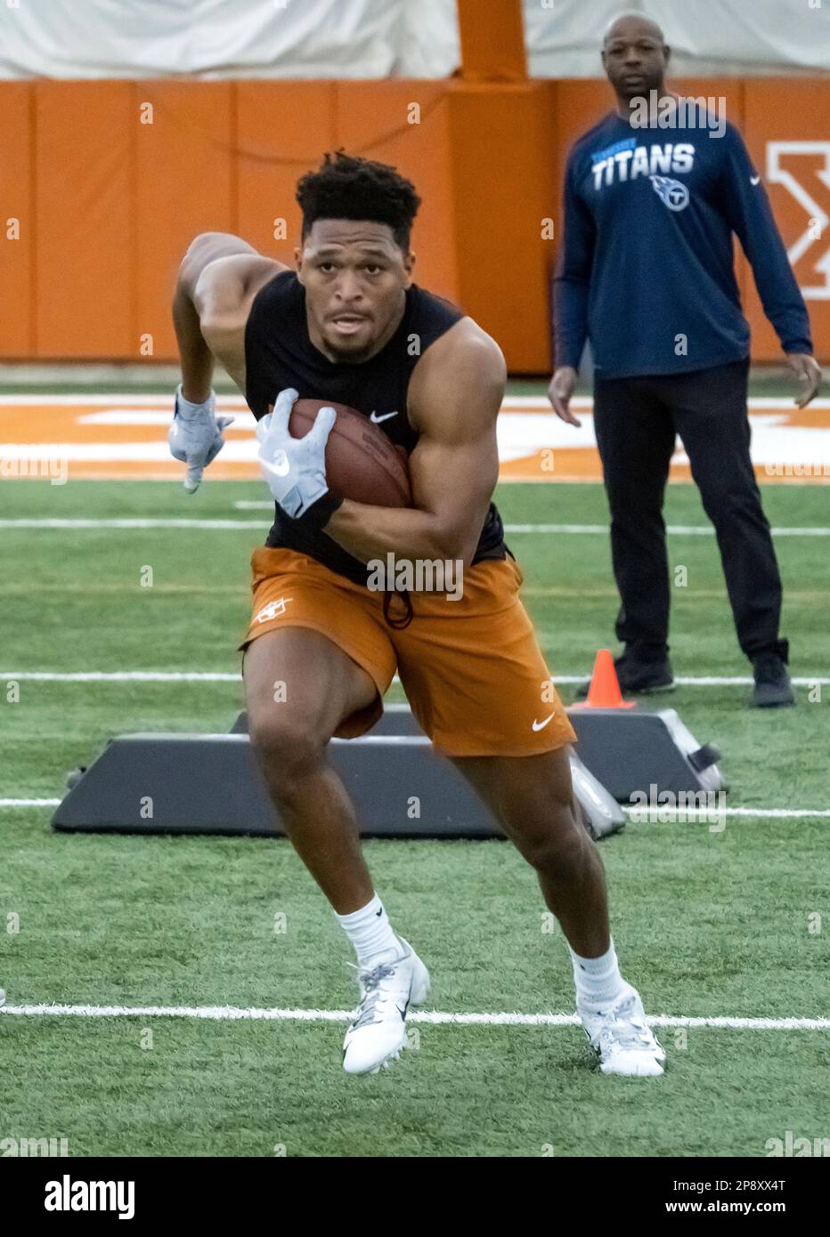 Texas running back Roschon Johnson works out for NFL scouts during ...