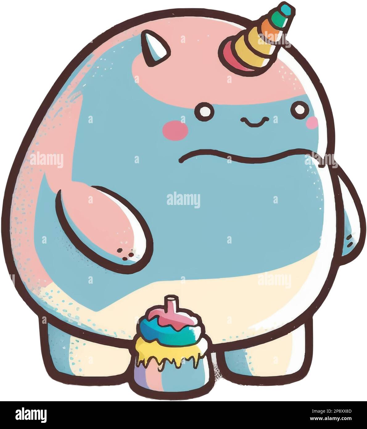 Cute Fat Cartoon Unicorn