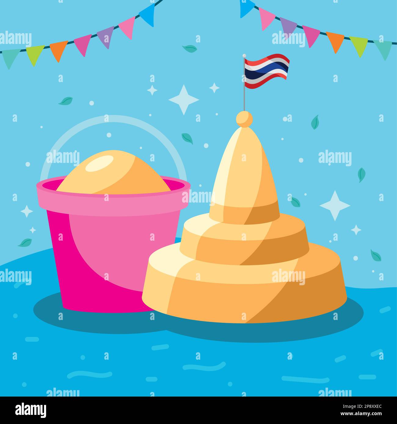 songkran pyramid and sand bucket poster Stock Vector Image & Art - Alamy