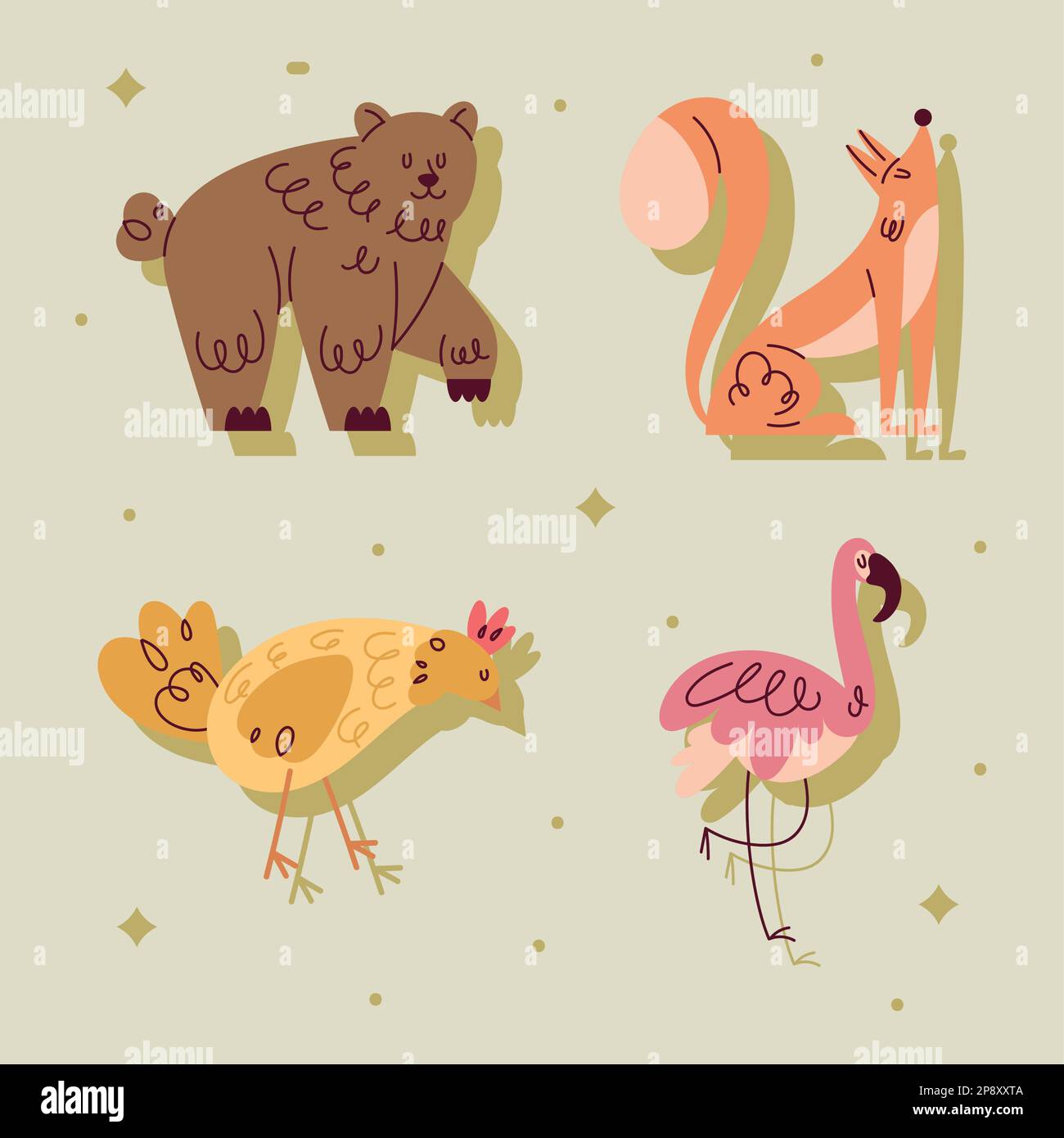 birds and wild animals characters Stock Vector Image & Art - Alamy