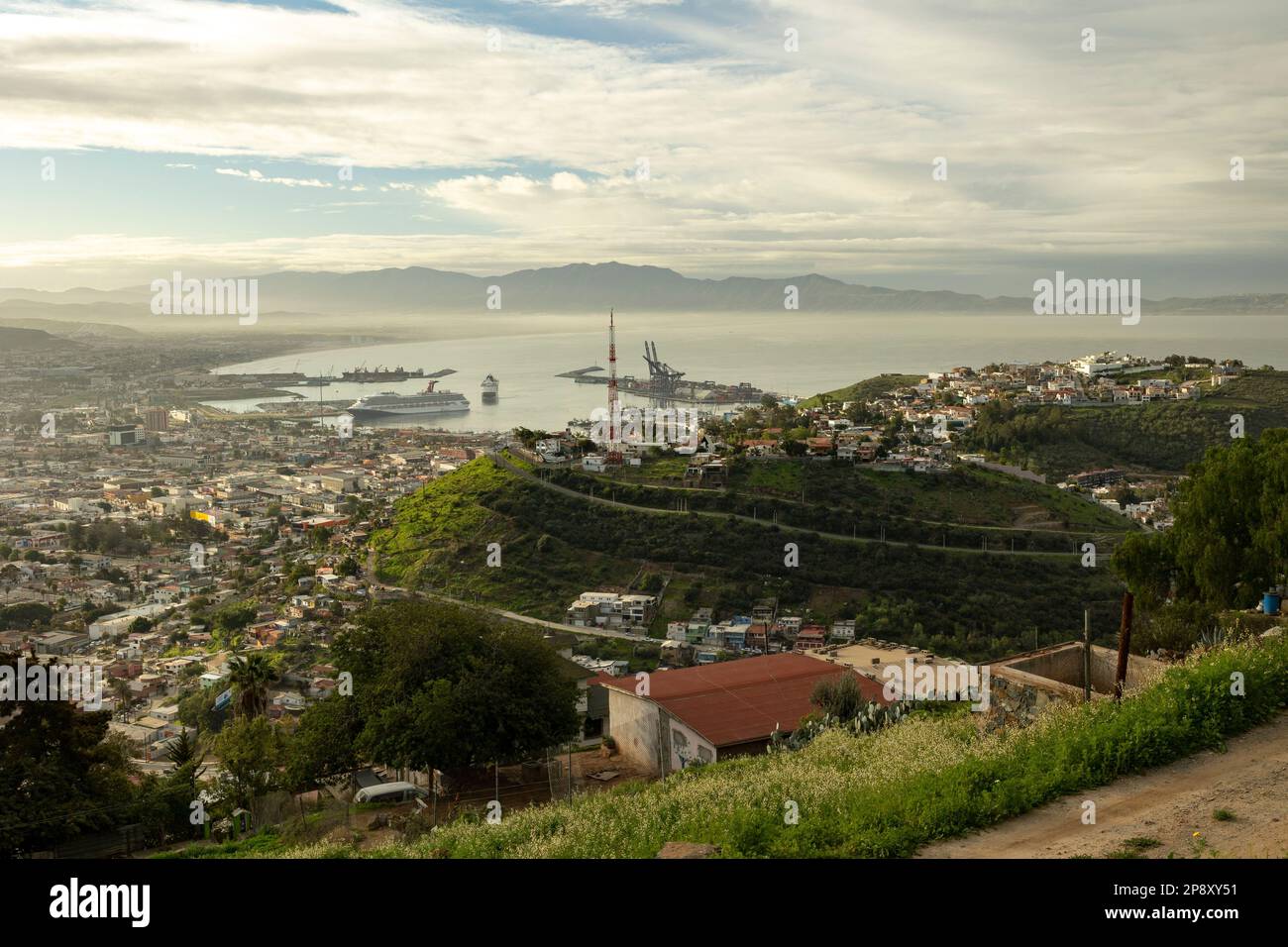 Ensenada, Baja California, Mexico - Early morning view of the downtown ...