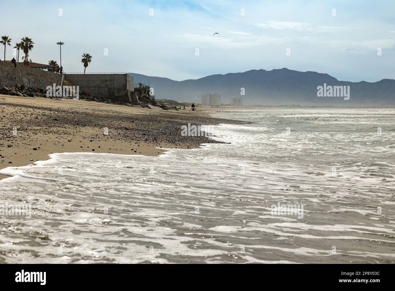 Ensenada, Baja California, Mexico - Looking south along beach Stock ...