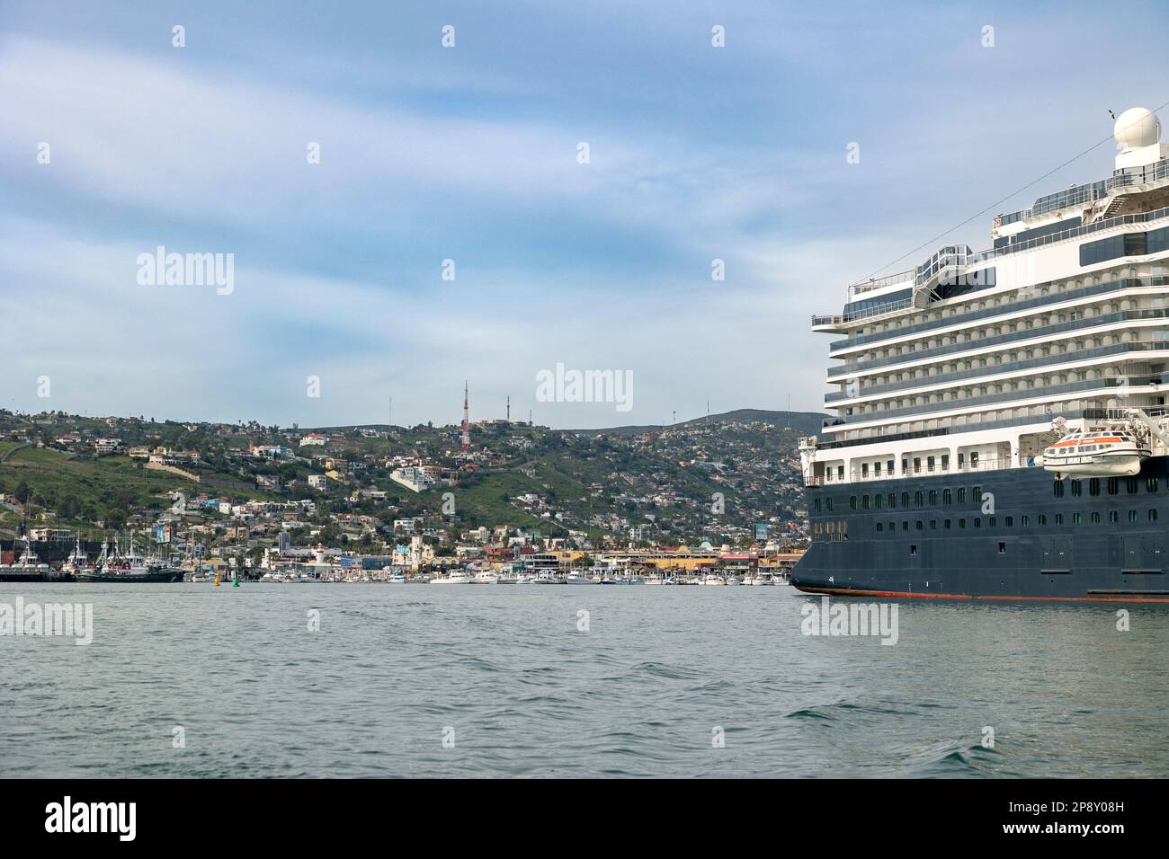 Ensenada, Baja California, Mexico - View from ocean of port and marina ...