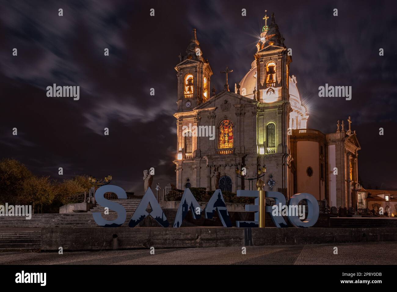 Nighttime Beauty of Sameiro Sanctuary in Braga Stock Photo - Alamy
