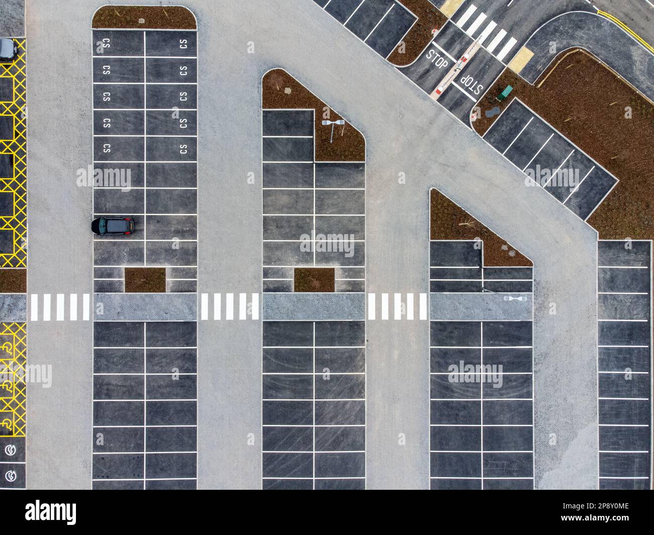 An empty car park from above by drone Stock Photo - Alamy
