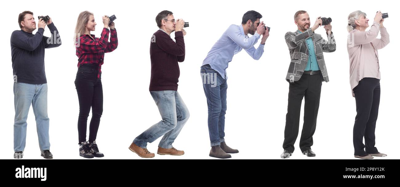 collage of group of photographers in profile isolated Stock Photo - Alamy