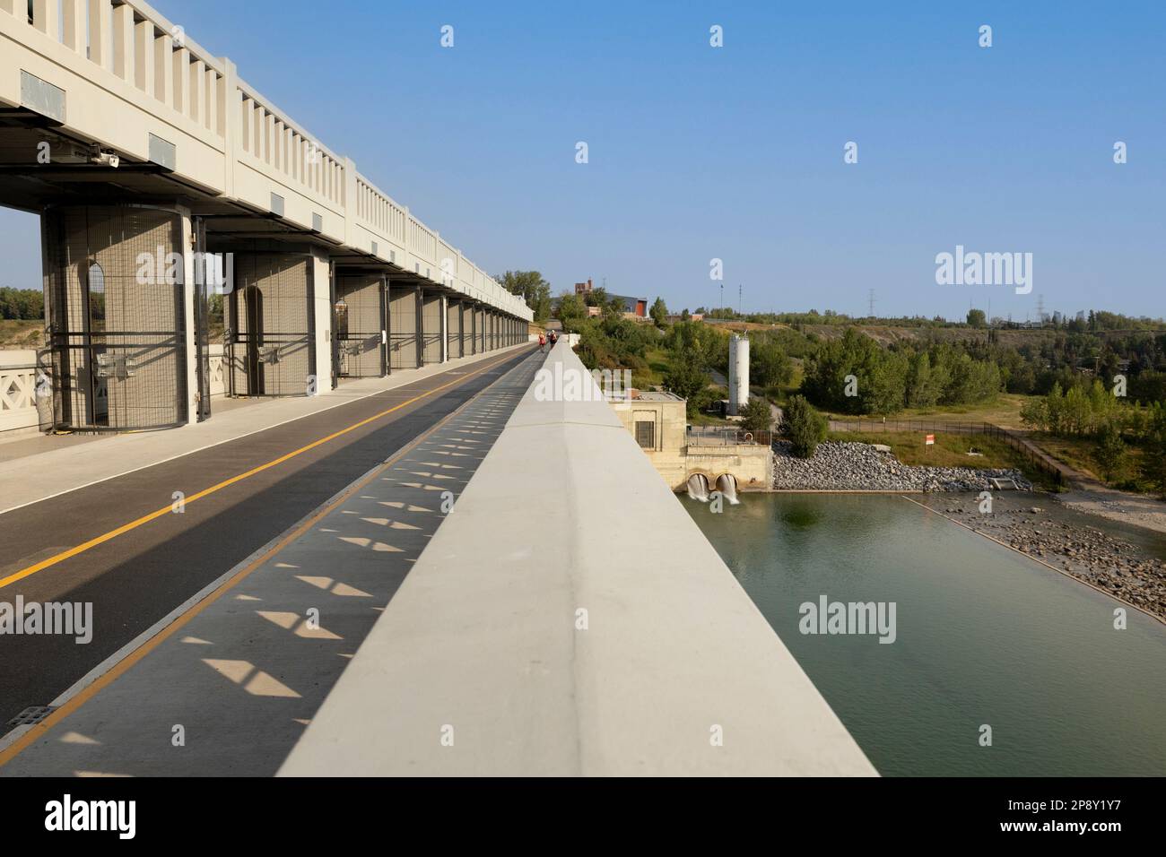 Calgary, Alberta, Canada - Symmetrical view of Glenmore Dam railing ...