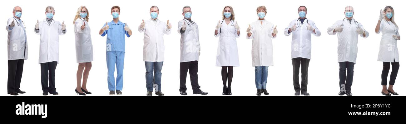 group of doctors in mask isolated on white Stock Photo - Alamy