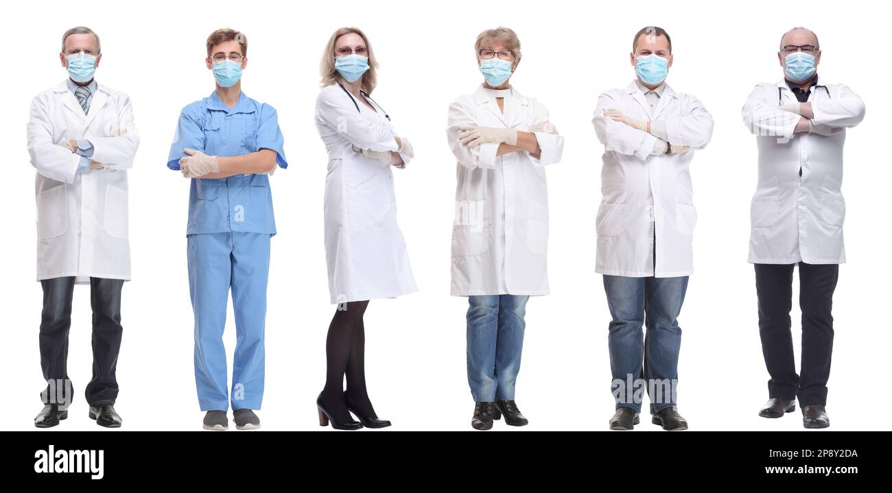 group of doctors in mask isolated on white Stock Photo - Alamy