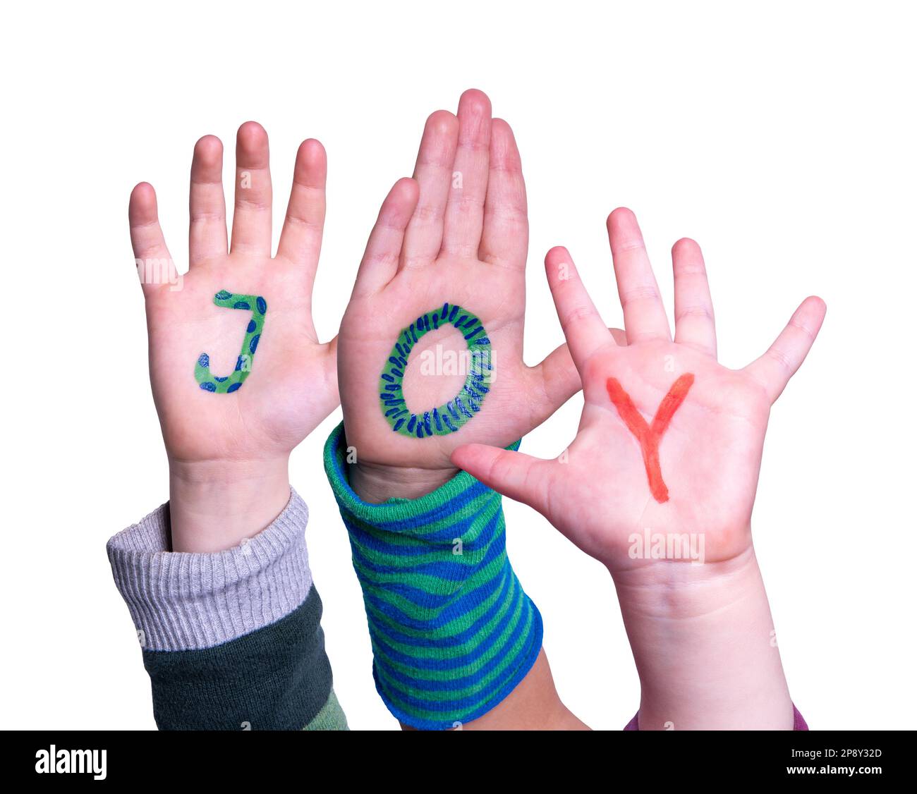 Children Hands Building Word Joy, Isolated Background Stock Photo - Alamy