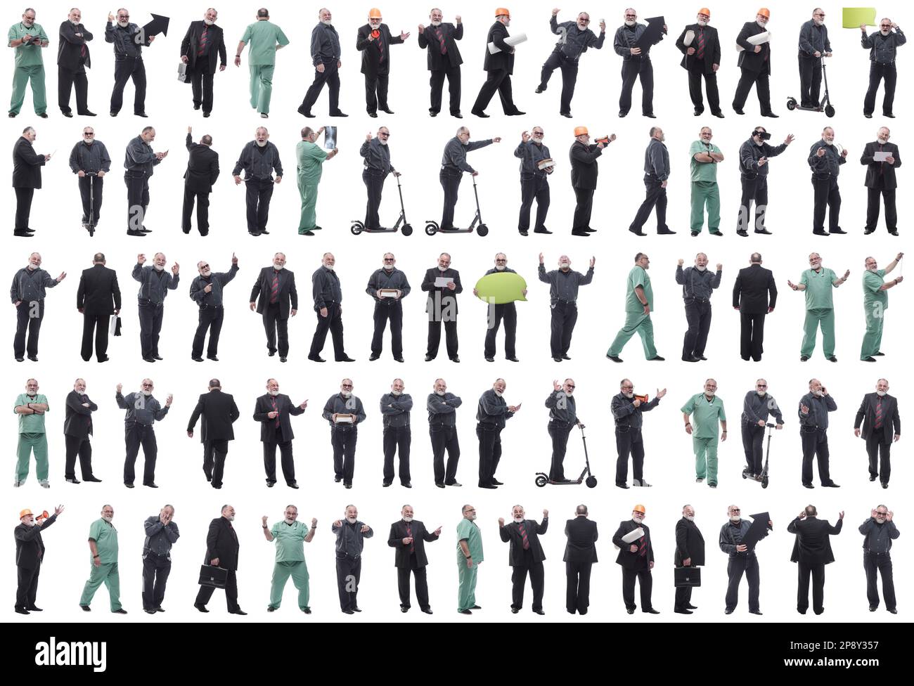 collage of a man in full growth displaying many professions and ...