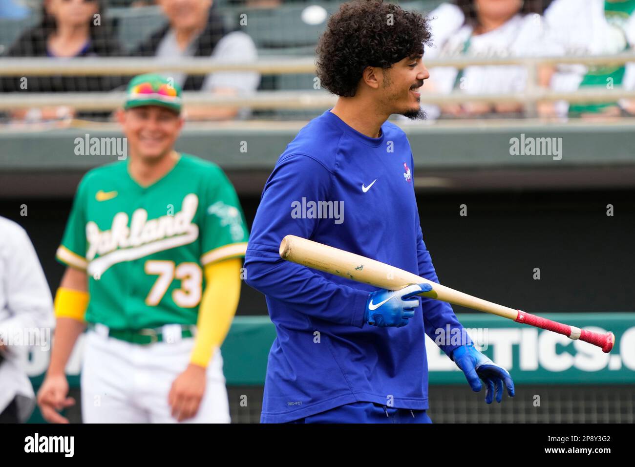 Los Angeles Dodgers' Miguel Vargas arrives for a spring training ...