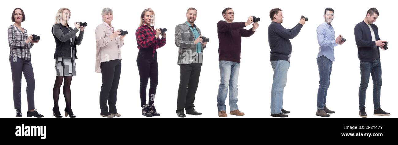 collage of group of photographers in profile isolated Stock Photo - Alamy